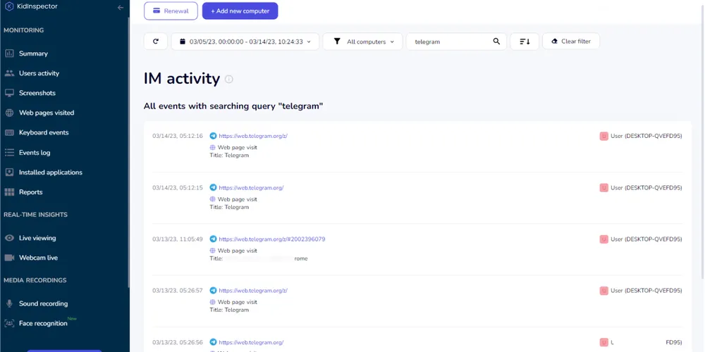 KidInspector - Desktop Monitoring Software with Advanced Features